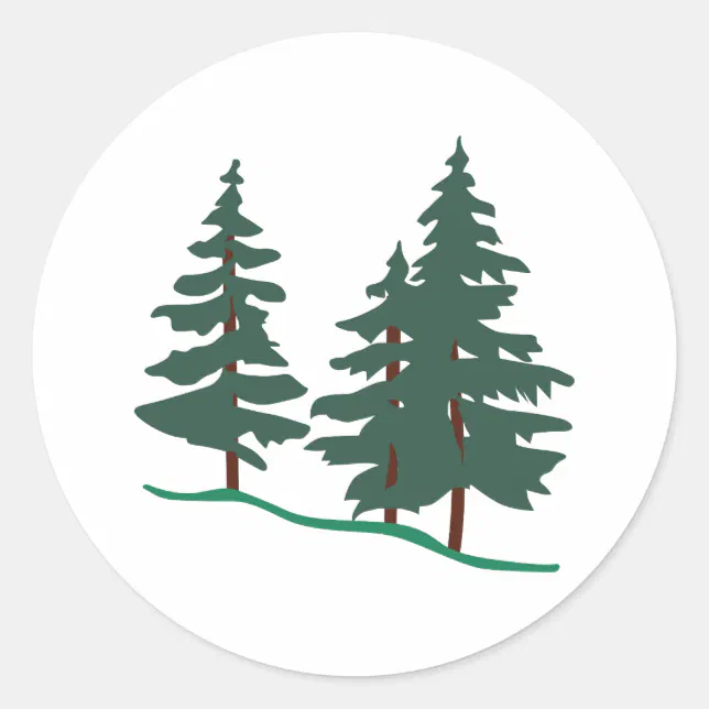 Evergreen Trees Classic Round Sticker | Zazzle
