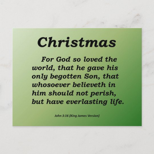 Everlasting Life Christmas John 3-16 Holiday Postcard | Zazzle.com