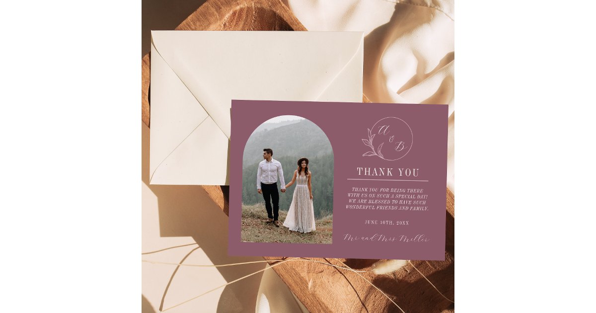 Everlasting Love | Deep Mauve | Wedding Thank You Card | Zazzle