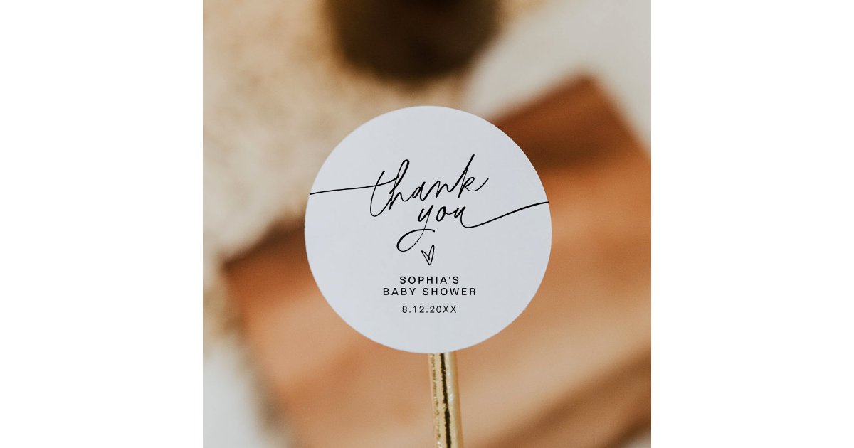 EVERLEIGH Baby Shower Favor Round Sticker | Zazzle