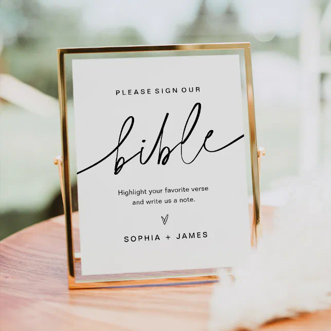 EVERLEIGH Bible Guest Book Wedding Sign | Zazzle