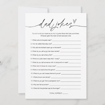 EVERLEIGH Dad Jokes Baby Shower Game Card | Zazzle