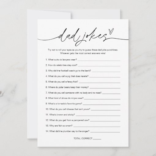 EVERLEIGH Dad Jokes Baby Shower Game Card | Zazzle