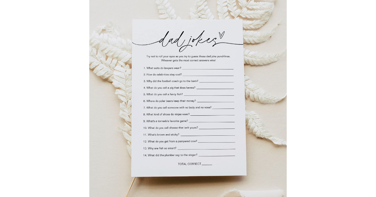 EVERLEIGH Dad Jokes Baby Shower Game Card | Zazzle