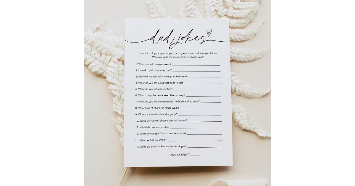 EVERLEIGH Dad Jokes Baby Shower Game Card | Zazzle
