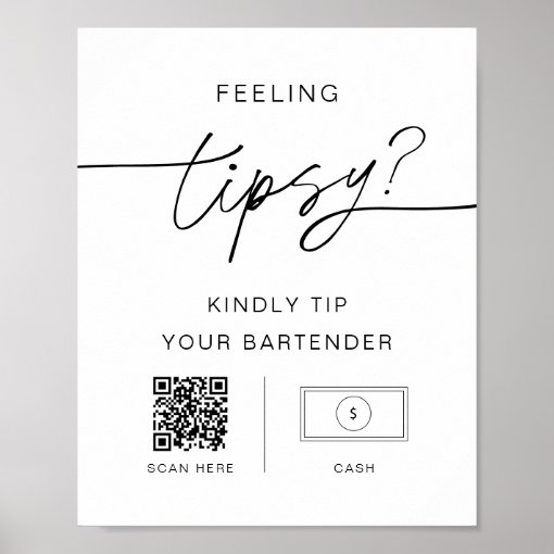 EVERLEIGH Feeling Tipsy Sign, Venmo Cashapp Tip Poster | Zazzle