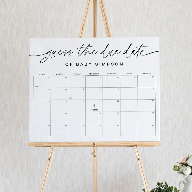 EVERLEIGH Guess Due Date Baby Shower Game 16x20 Poster | Zazzle