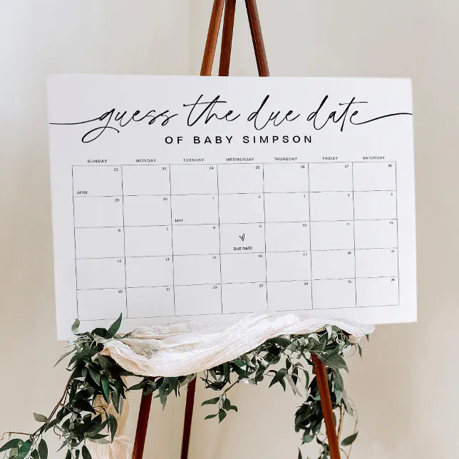 EVERLEIGH Guess Due Date Baby Shower Game 18x24 Foam Board | Zazzle