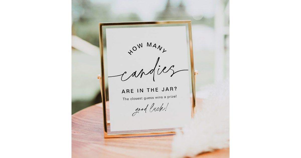 EVERLEIGH How Many Candies in Jar Baby Shower Game Poster | Zazzle