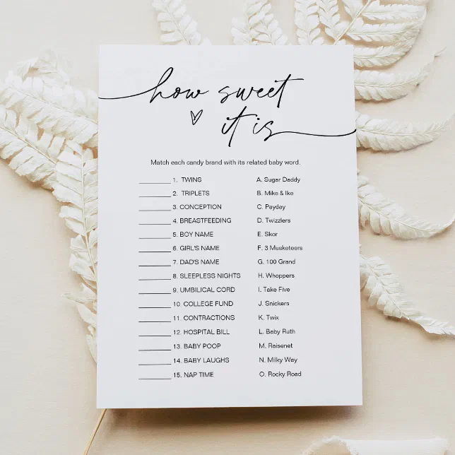 EVERLEIGH How Sweet It Is Candy Bar Baby Game Card | Zazzle
