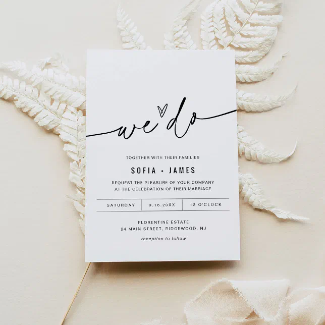 EVERLEIGH Minimalist We Do Wedding Invitation | Zazzle