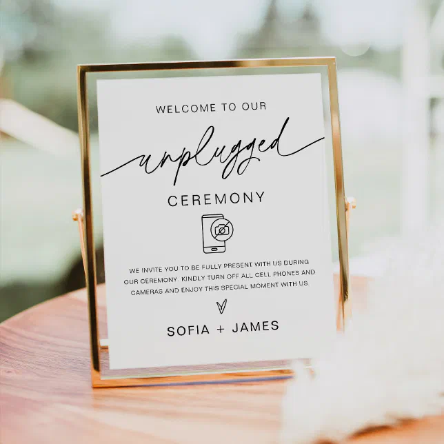EVERLEIGH Unplugged Ceremony Wedding Sign | Zazzle