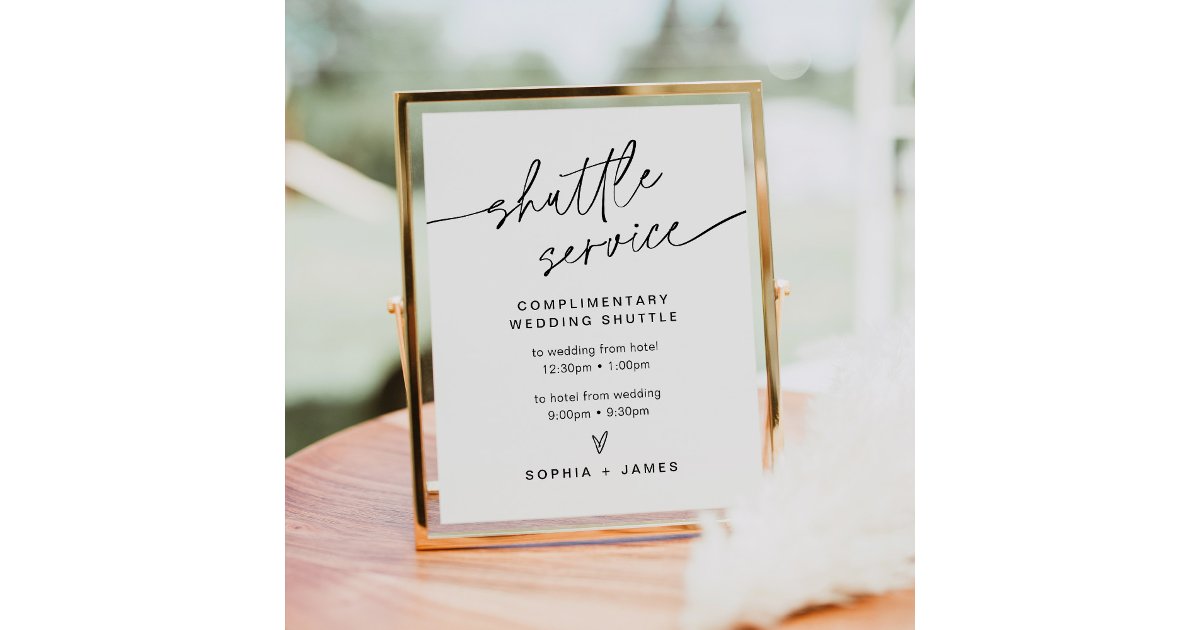 EVERLEIGH Wedding Shuttle Service Sign | Zazzle