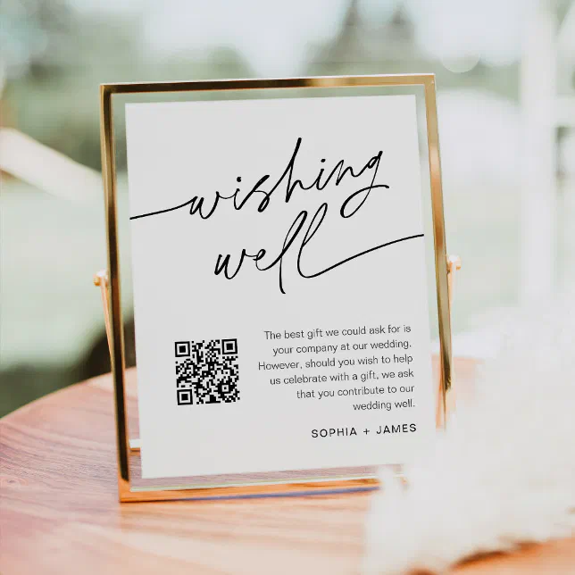 EVERLEIGH Wedding Wishing Well QR Code Sign | Zazzle