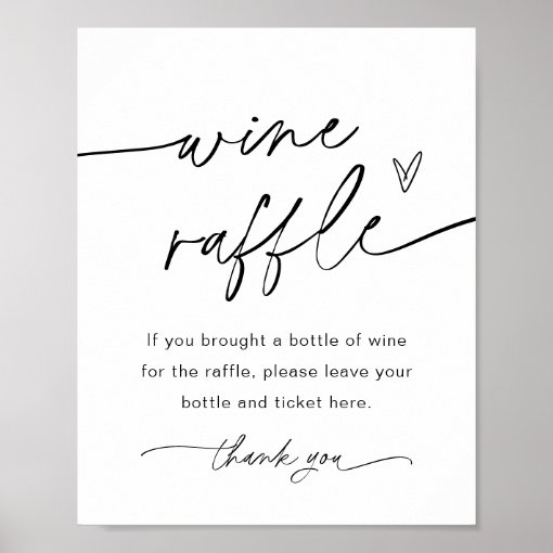 EVERLEIGH Wine Raffle Bridal Shower Game Sign | Zazzle