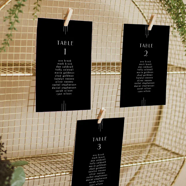 EVERLY Art Deco Black Wedding Seating Chart Cards | Zazzle