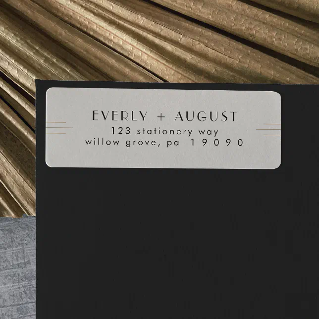 EVERLY Art Deco Ivory Black Return Address Labels | Zazzle