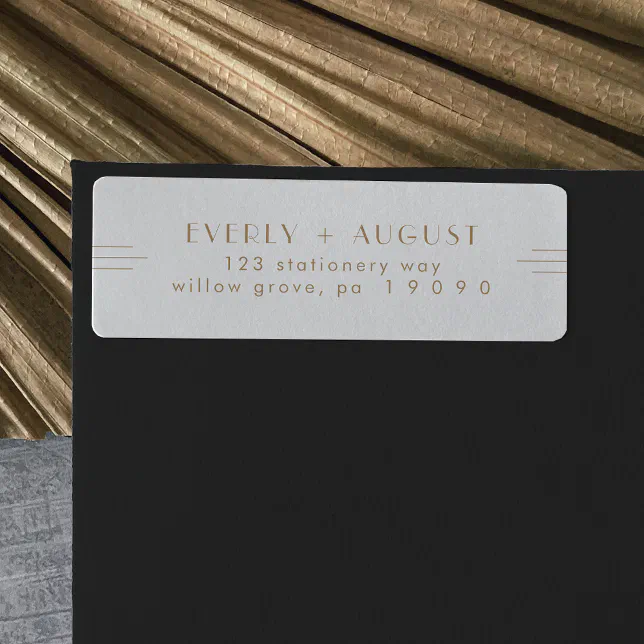 EVERLY Gold Art Deco Simple Return Address Labels | Zazzle