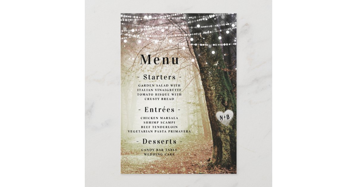 Evermore | Enchanted Fairy Forest | Amber Dinner Menu | Zazzle
