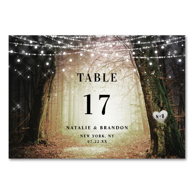 Evermore | Enchanted Fairy Forest | Blue Wedding Table Number | Zazzle