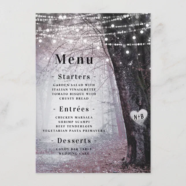 Evermore | Enchanted Fairy Forest | Mauve Dinner Menu | Zazzle