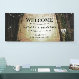 Evermore | Enchanted Forest Amber Wedding Welcome Banner | Zazzle