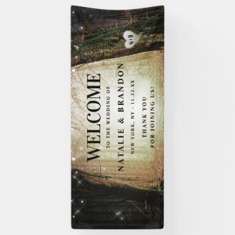 Evermore | Enchanted Forest Amber Wedding Welcome Banner | Zazzle