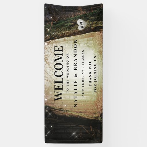 Evermore | Enchanted Forest Amber Wedding Welcome Banner | Zazzle