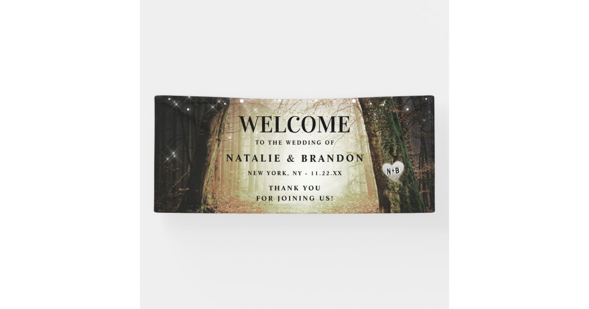Evermore | Enchanted Forest Amber Wedding Welcome Banner | Zazzle