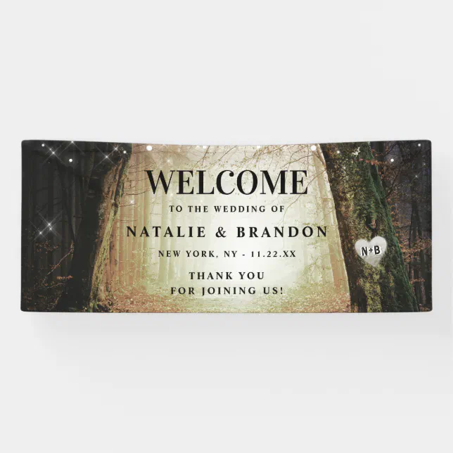 Evermore | Enchanted Forest Amber Wedding Welcome Banner | Zazzle