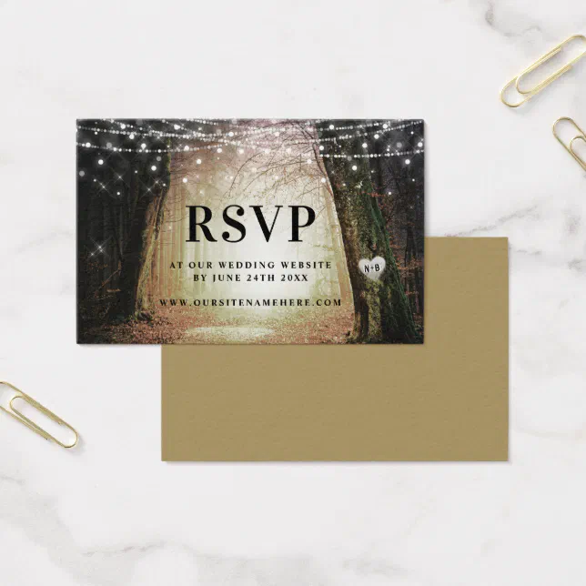 Evermore | Enchanted Forest Gold RSVP Insert Cards | Zazzle