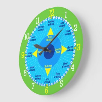 Every Second Counts - Blue & Green Learning Clock | Zazzle