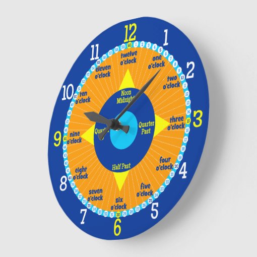 Every Second Counts - Orange & Blue Learning Clock | Zazzle