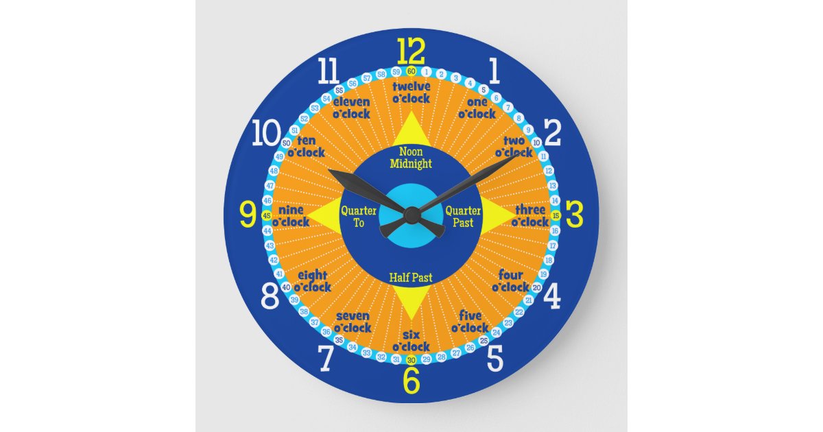 Every Second Counts - Orange & Blue Learning Clock | Zazzle