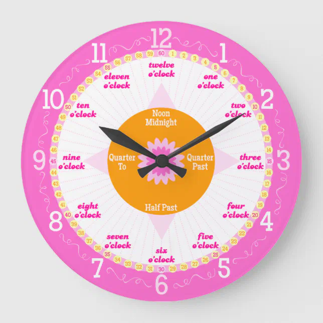 Every Second Counts - Pink & White Learning Clock | Zazzle