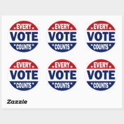 Every Vote Counts Classic Round Sticker | Zazzle