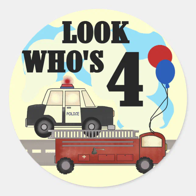 Everyday Heroes 4th Birthday Classic Round Sticker | Zazzle