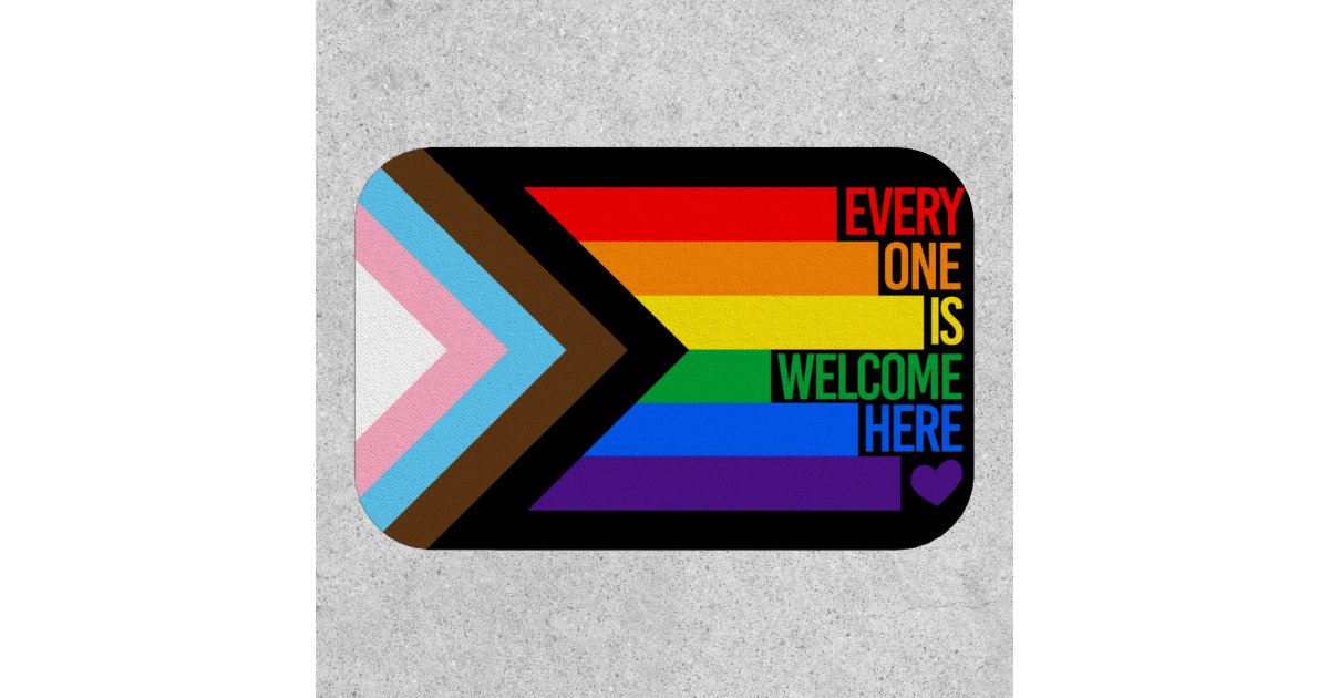 Everyone is Welcome Here (Progress Pride) Flag Patch | Zazzle