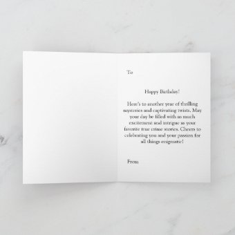 Evidence true crime murder mystery detective card | Zazzle