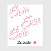 Evie Decorative Name in Pink x3 Sticker | Zazzle