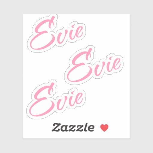 Evie Decorative Name in Pink x3 Sticker | Zazzle