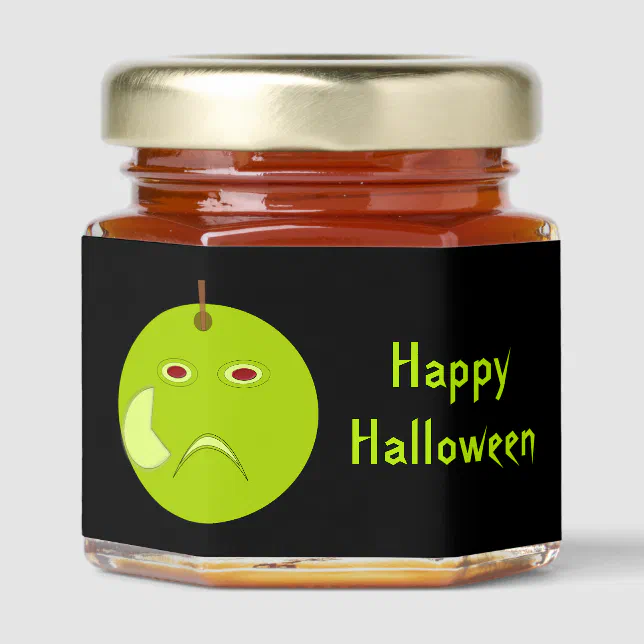 Evil Apple with Scar Halloween Custom Honey Jar Favors | Zazzle