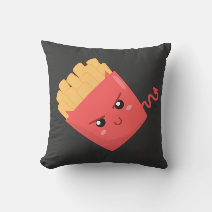 Evil but Kawaii French Fries Throw Pillow | Zazzle