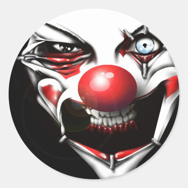 Evil Clown Classic Round Sticker | Zazzle