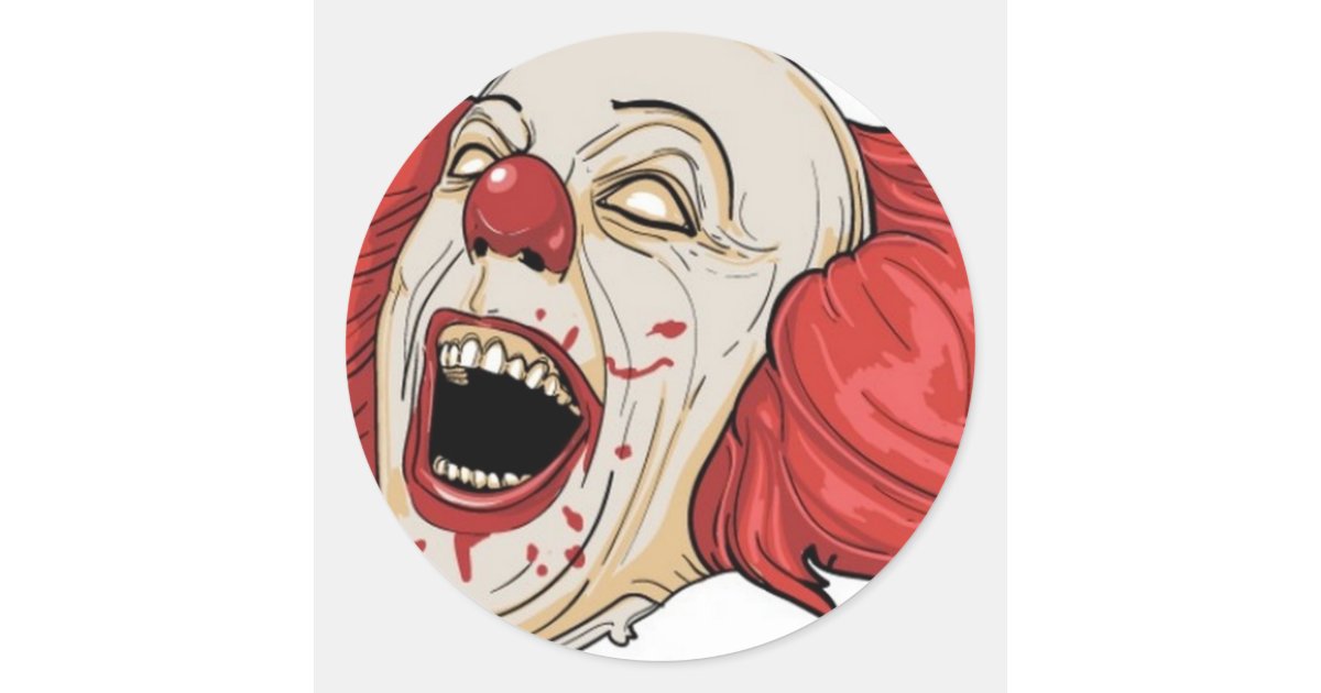 Evil clown design classic round sticker | Zazzle