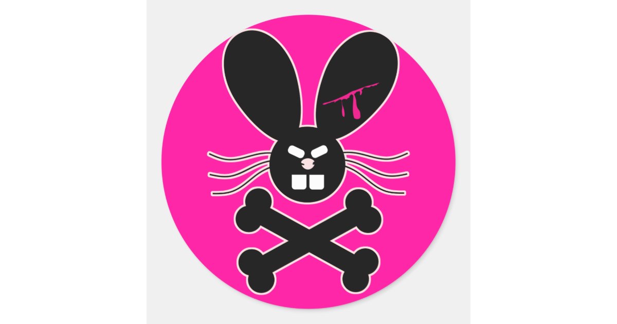 Evil Emo Bunny Crossbones Classic Round Sticker | Zazzle