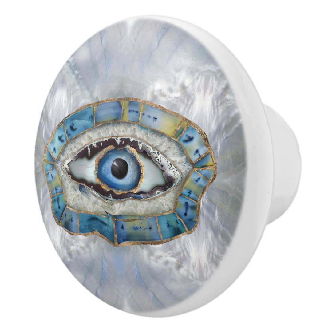 Evil Eye Amulet Geodes and Crystals Ceramic Knob | Zazzle