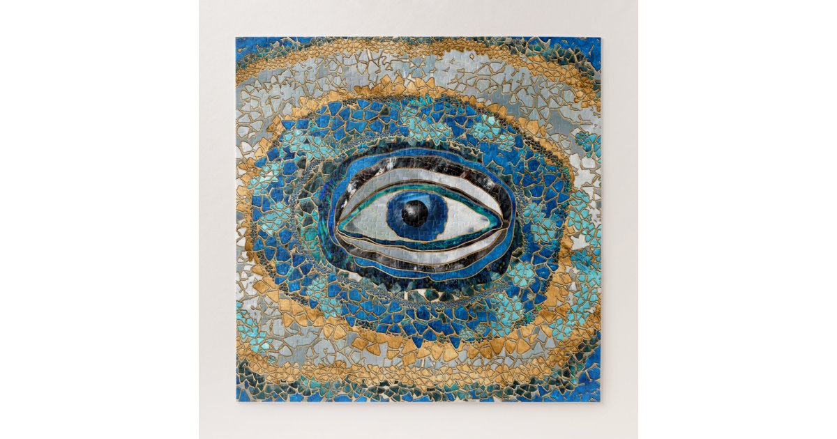 Evil Eye Amulet Geodes and Crystals Jigsaw Puzzle | Zazzle