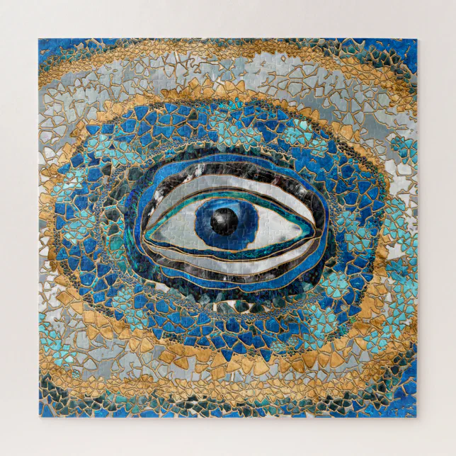 Evil Eye Amulet Geodes and Crystals Jigsaw Puzzle | Zazzle