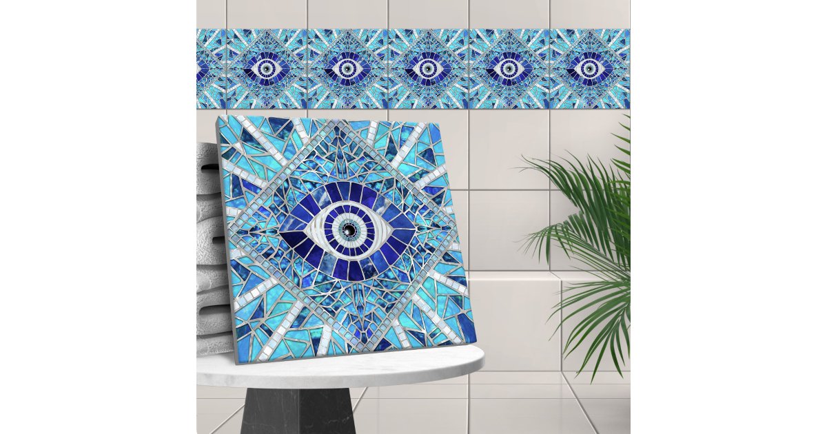 Evil Eye Amulet Mosaic Art Ceramic Tile | Zazzle